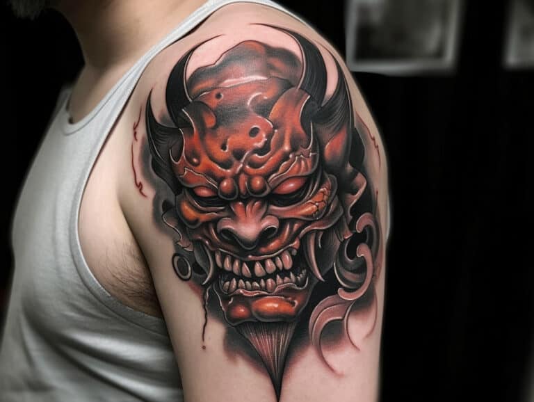 Oni Mask Tattoo Meanings & Symbolism (Powerful) Oni Mask Tattoo Meanings & Symbolism (Powerful)