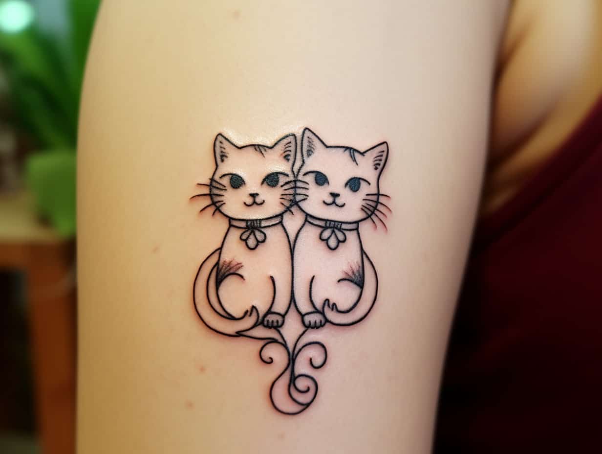 Whiskered Duos: Two Cats Tattoo Designs + Ideas