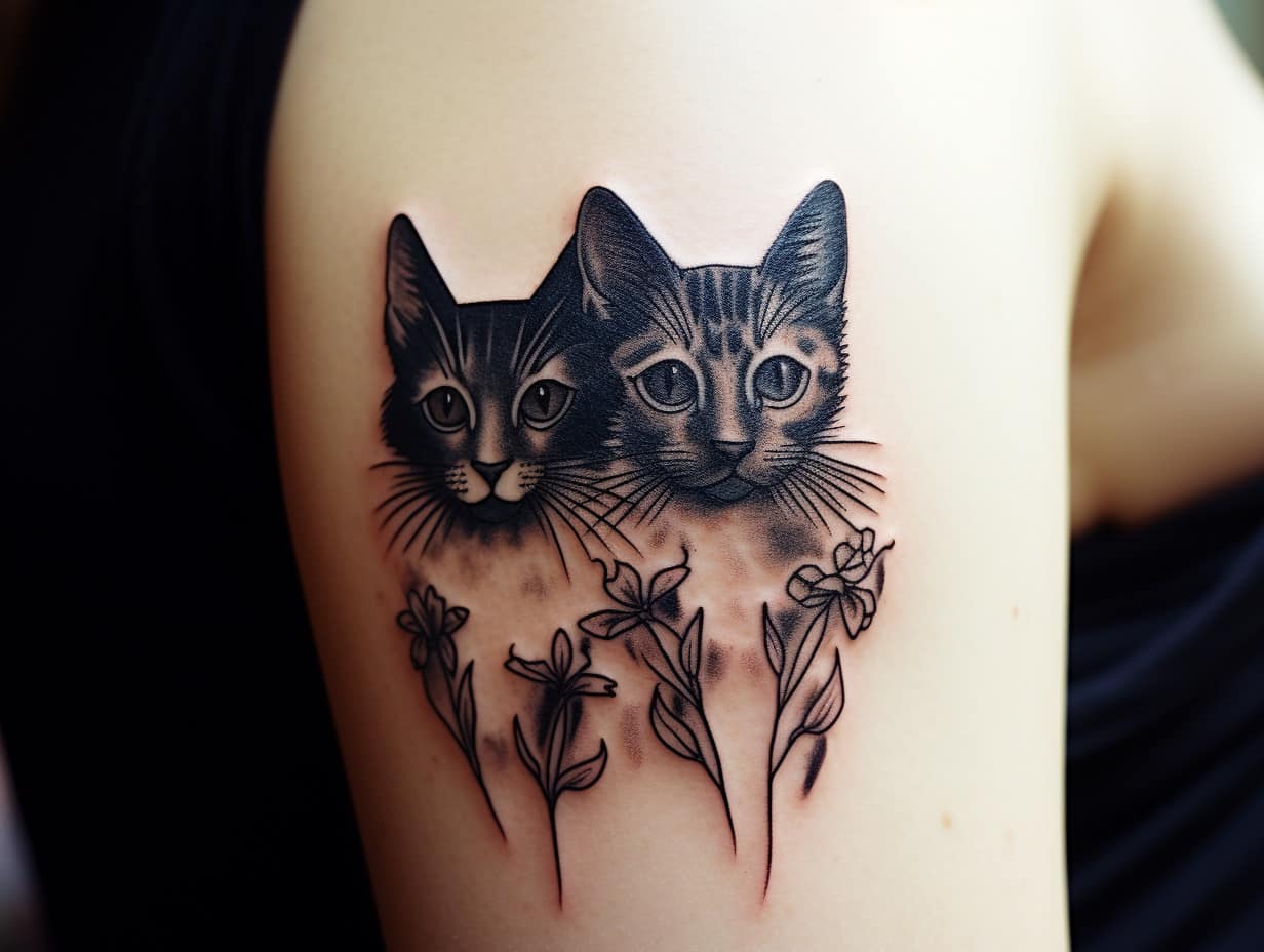 Whiskered Duos: Two Cats Tattoo Designs + Ideas