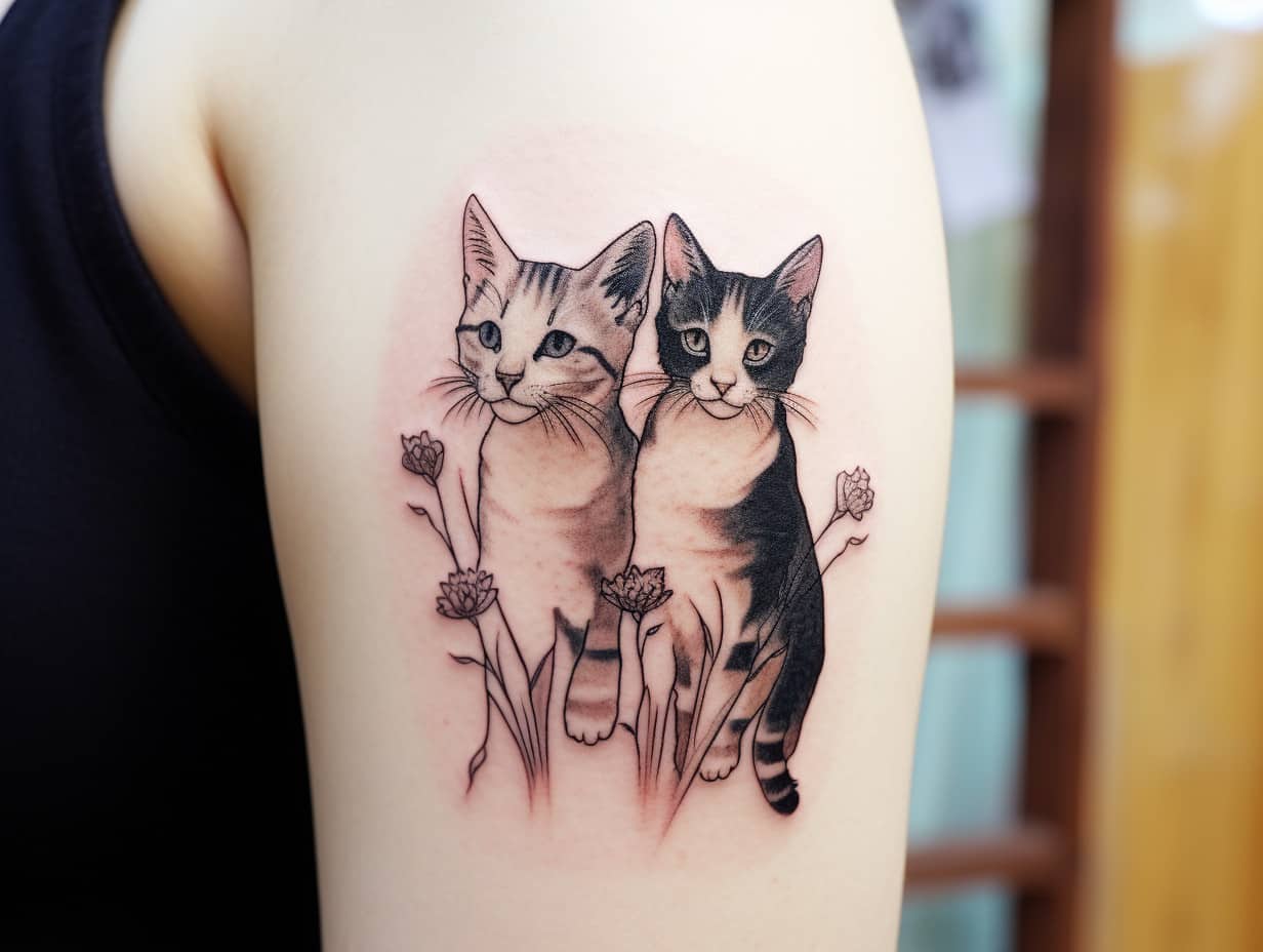 Whiskered Duos: Two Cats Tattoo Designs + Ideas
