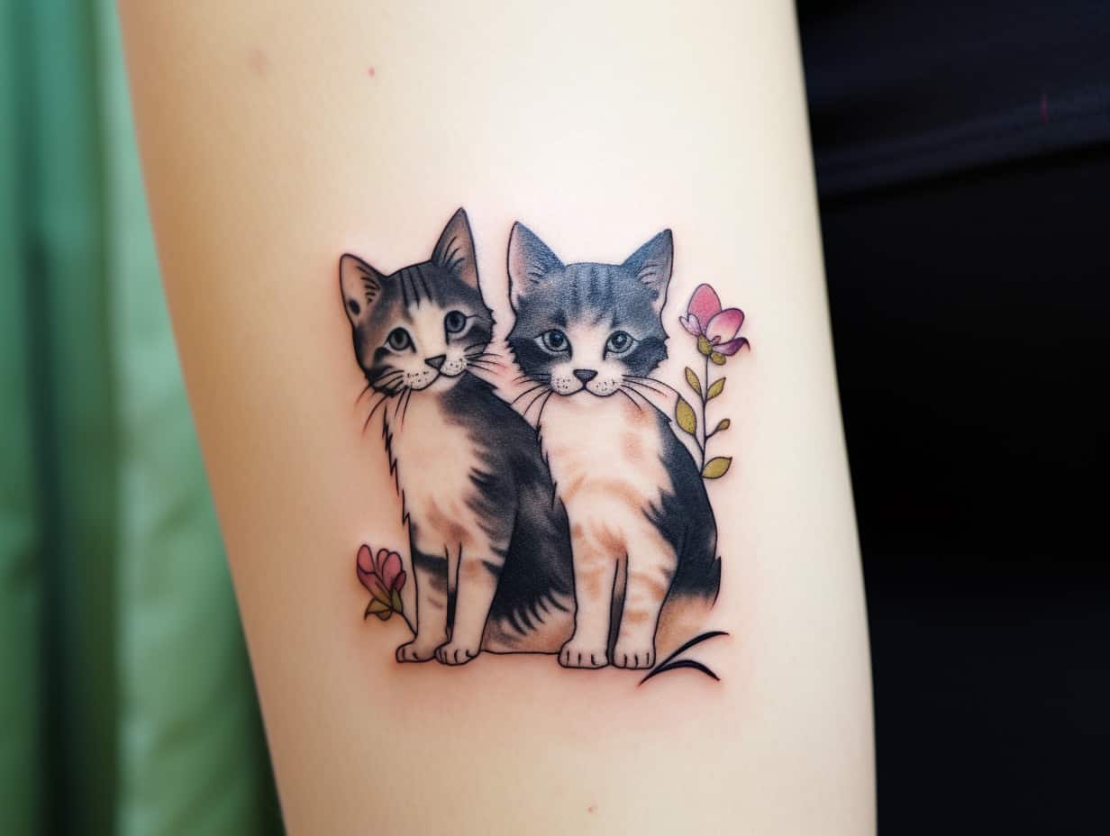 Whiskered Duos: Two Cats Tattoo Designs + Ideas