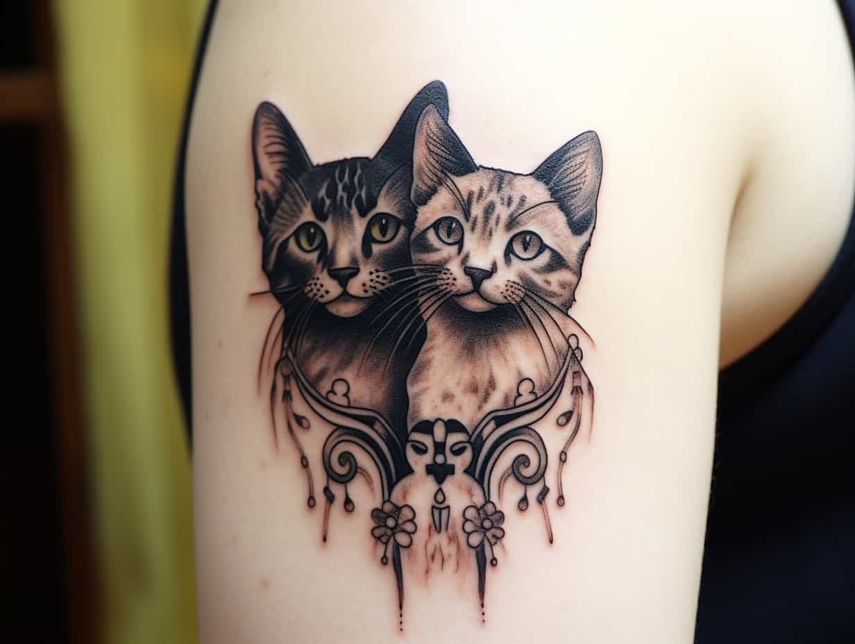 Whiskered Duos: Two Cats Tattoo Designs + Ideas