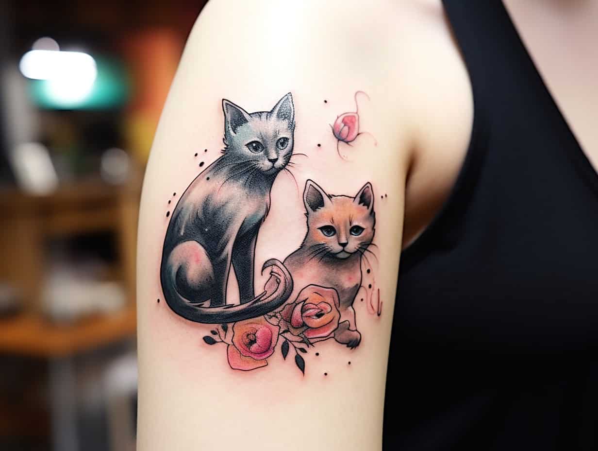 Whiskered Duos: Two Cats Tattoo Designs + Ideas